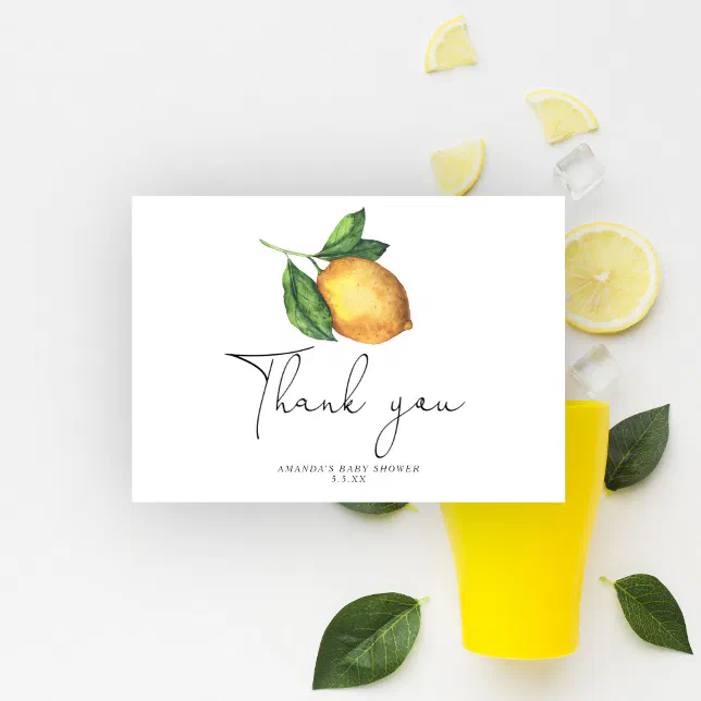 Watercolor lemon thank you card | Zazzle