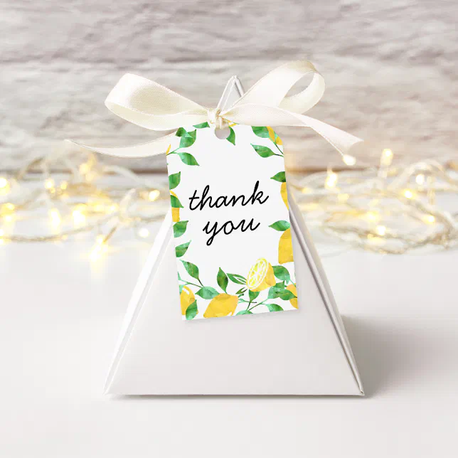 Watercolor Lemon Thank You Gift Tags | Zazzle