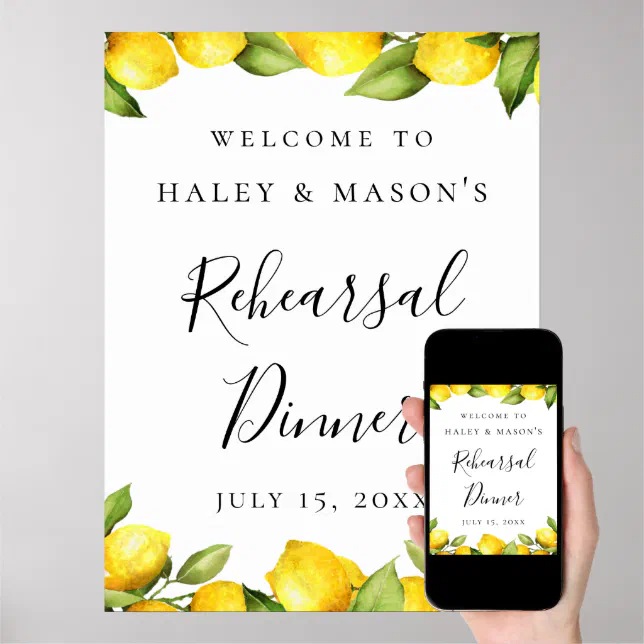Watercolor Lemon Theme Welcome Sign | Zazzle