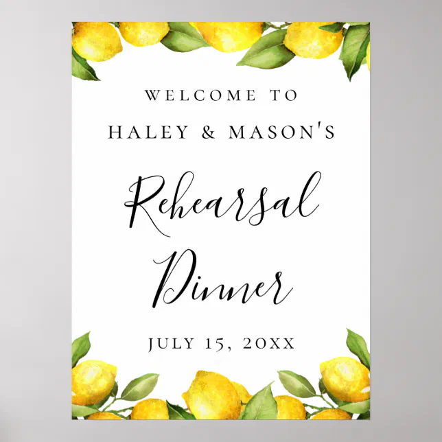 Watercolor Lemon Theme Welcome Sign | Zazzle