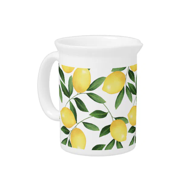 WATERCOLOR LEMONS BEVERAGE PITCHER | Zazzle