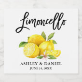 Watercolor Lemons Brush Script Limoncello Liquor Bottle Label | Zazzle