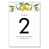 watercolor lemons & greenery table numbers | Zazzle