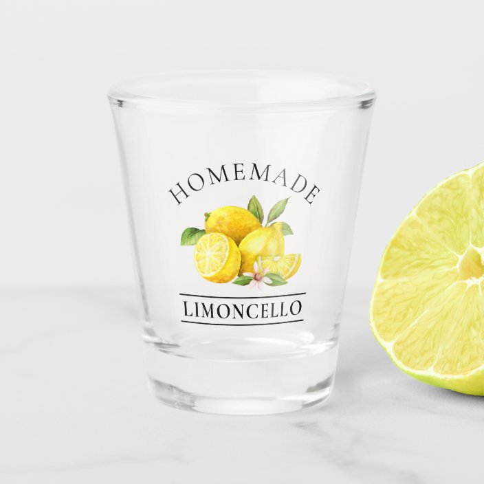 Watercolor Lemons Homemade Limoncello Shot Glass | Zazzle.com