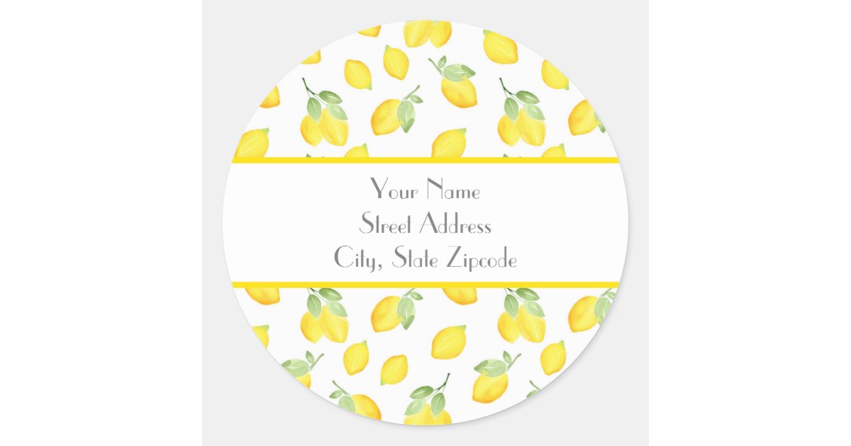 'Watercolor Lemons Pattern' Labels | Zazzle