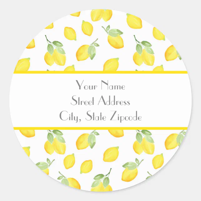 'Watercolor Lemons Pattern' Labels | Zazzle