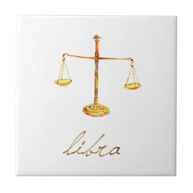 Watercolor Libra Scales Tile | Zazzle