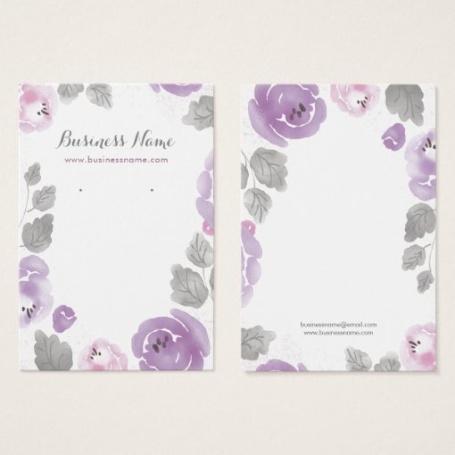 Watercolor Lilac Roses Background Earring Cards | Zazzle