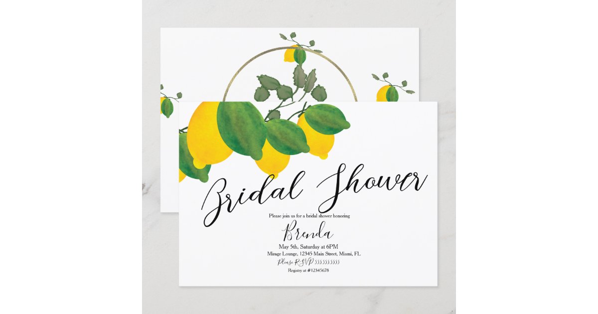 Watercolor Lime Lemon Limon Bridal Shower Invitation | Zazzle