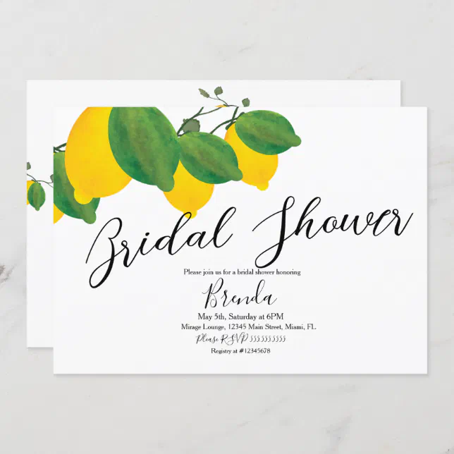 Watercolor Lime Lemon Limon Bridal Shower Invitation | Zazzle