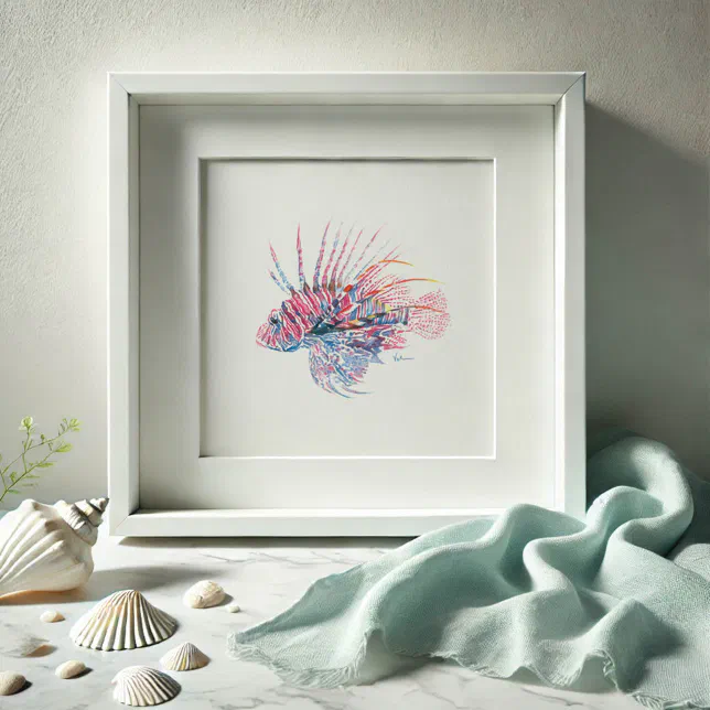 Watercolor Lionfish Art Poster | Zazzle