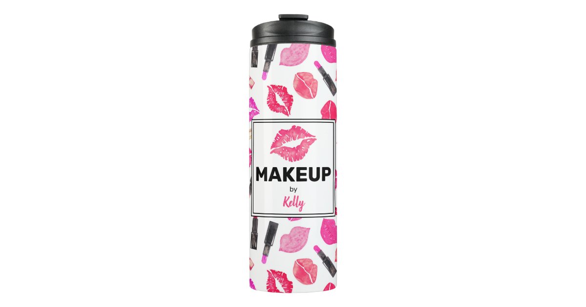 Watercolor Lipstick Makeup Artist Personalized Thermal Tumbler | Zazzle