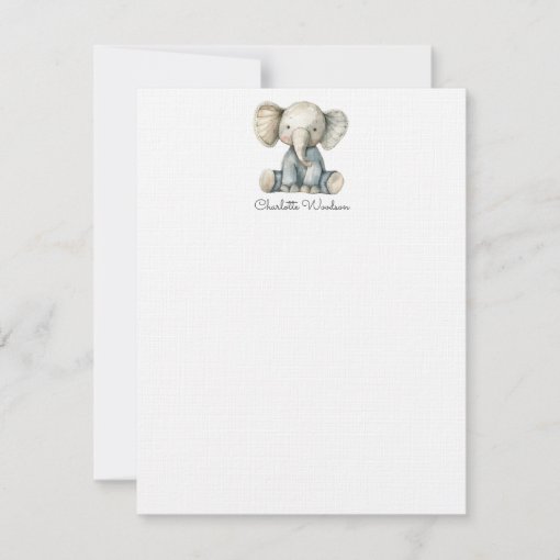 Watercolor Little Elephant Personalized Note Card | Zazzle