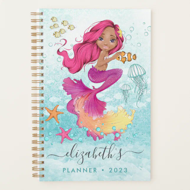 Watercolor Little Mermaid Spiral Photo Planner | Zazzle