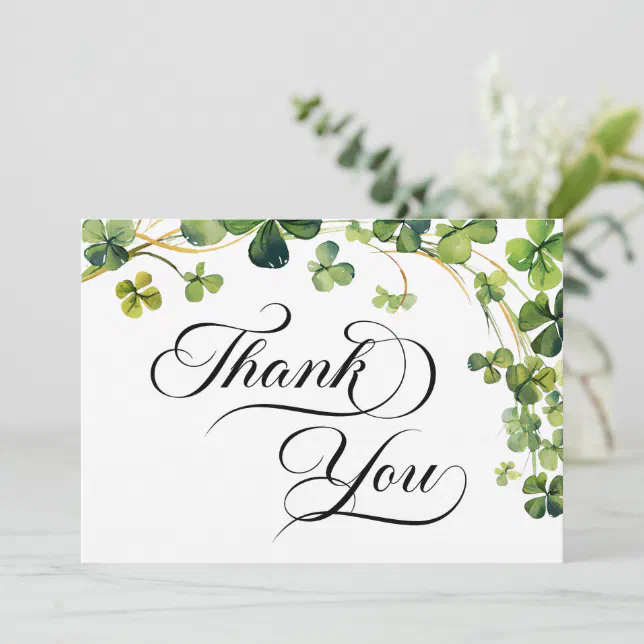 Watercolor Little Shamrock Script Baby Shower Thank You Card | Zazzle