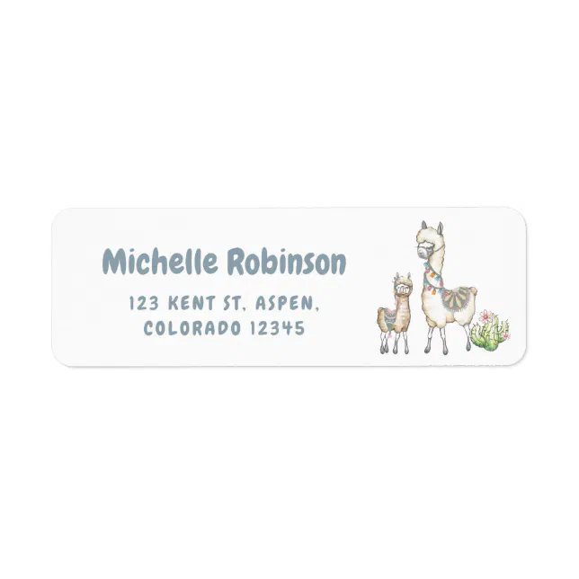Watercolor Llama themed Baby Shower Label | Zazzle