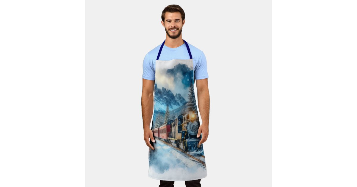 Watercolor Locomotive Train All-Over Print Apron | Zazzle
