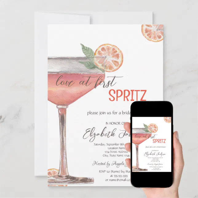 Watercolor Love at First Spritz Invitation | Zazzle