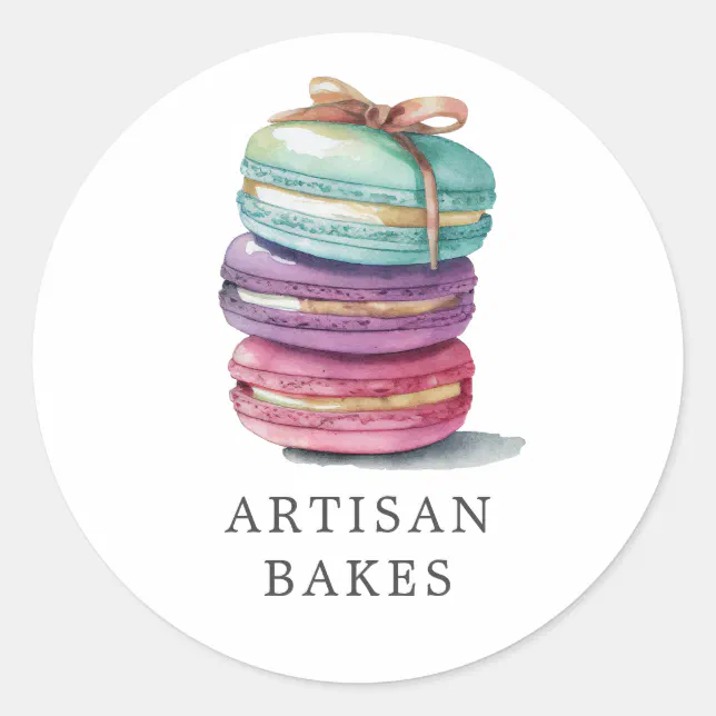 Watercolor Macaron Cookies Baker Product Labels | Zazzle