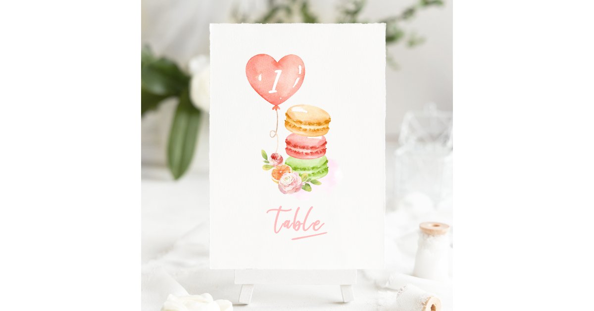 Watercolor Macaroons Birthday Party Table Tent | Zazzle