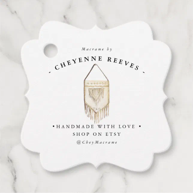 Watercolor Macrame Logo | Business Hang Tag | Zazzle