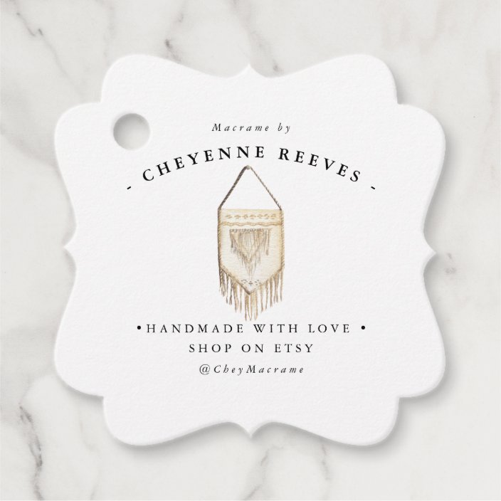 Watercolor Macrame Logo | Business Hang Tag | Zazzle.com