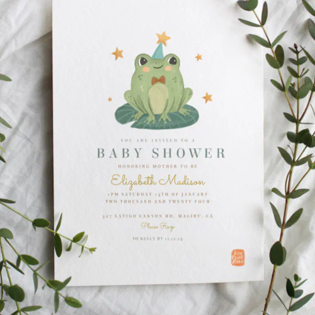 Watercolor Magic Frog Baby Shower Invitation | Zazzle