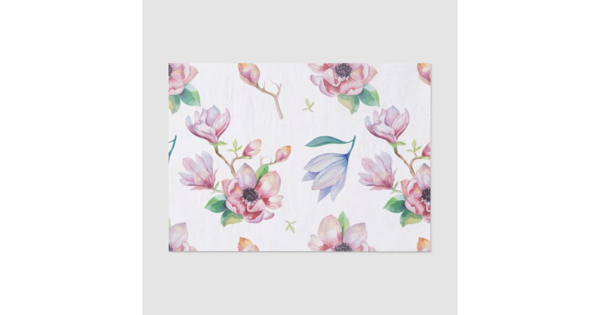 Watercolor Magnolia Tissue Paper | Zazzle