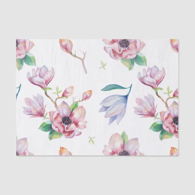 Watercolor Magnolia Tissue Paper | Zazzle