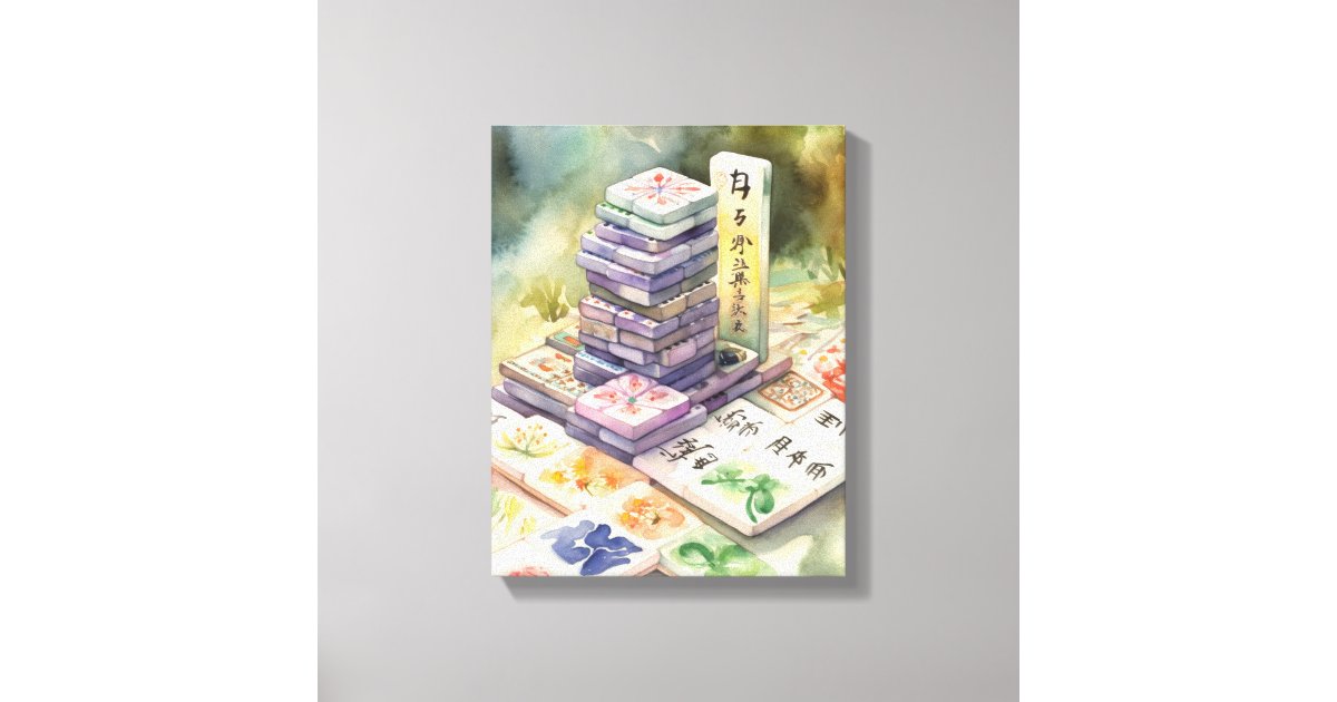 Watercolor Mahjong Art Canvas Print | Zazzle