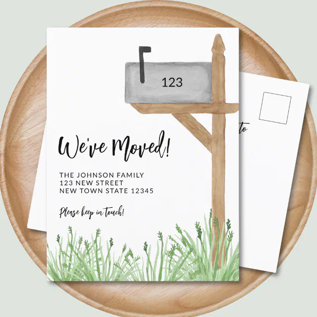 Watercolor Mailbox We've Moved Moving Announcement Postcard | Zazzle