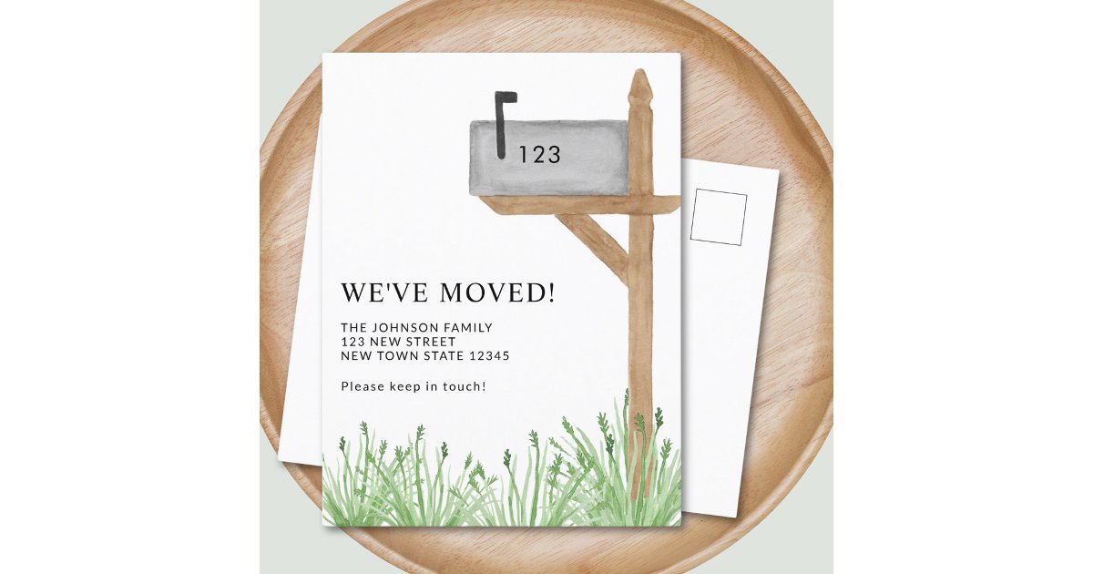 Watercolor Mailbox We've Moved Moving Announcement Postcard | Zazzle