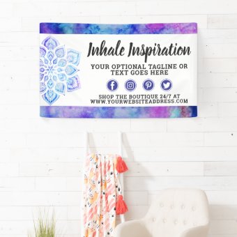 Watercolor Mandala Metaphysical Spiritual Yoga Banner | Zazzle