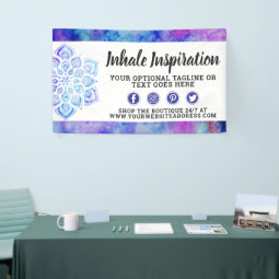 Watercolor Mandala Metaphysical Spiritual Yoga Banner | Zazzle