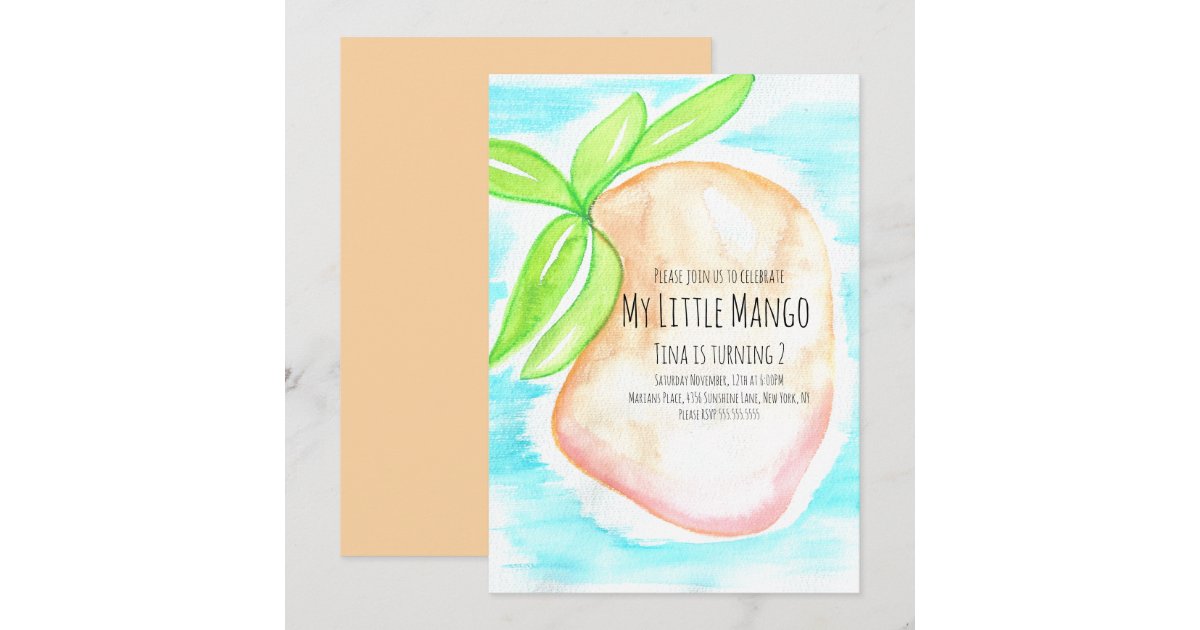 Watercolor Mango Hand Painted Tropical Invitation | Zazzle