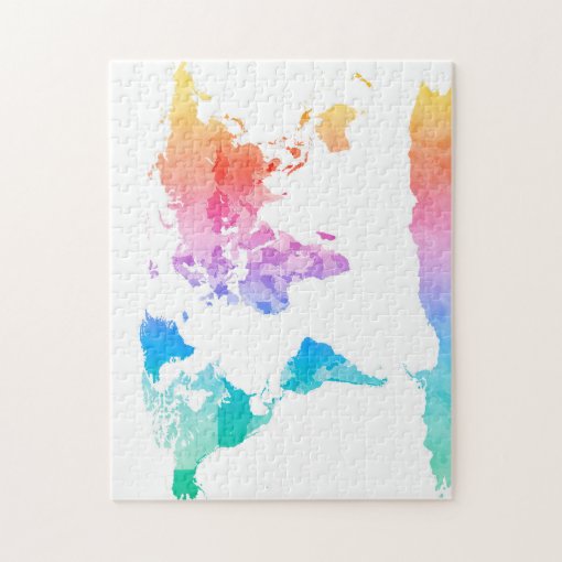 Watercolor Map of the World Map Jigsaw Puzzle | Zazzle