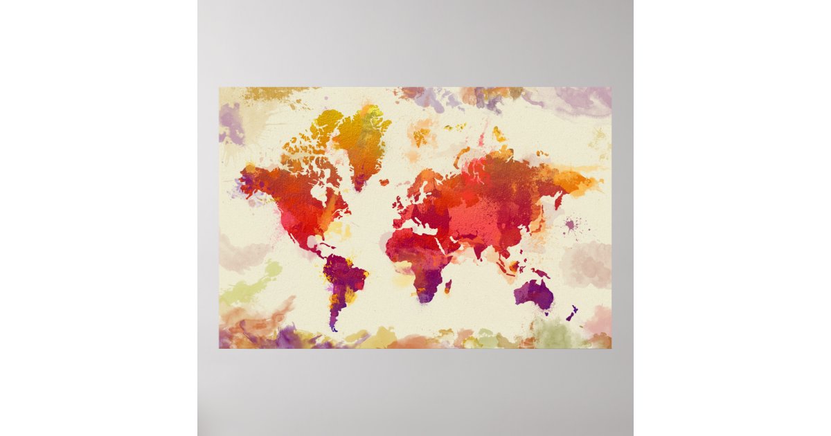 Watercolor Map Poster | Zazzle