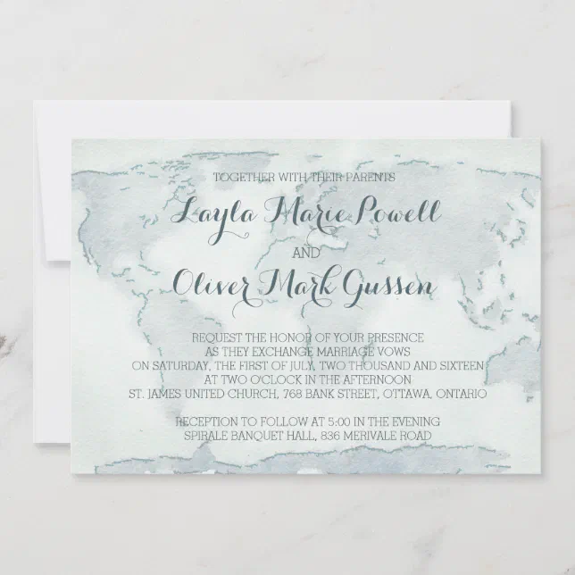 Watercolor map wedding invitation | Zazzle