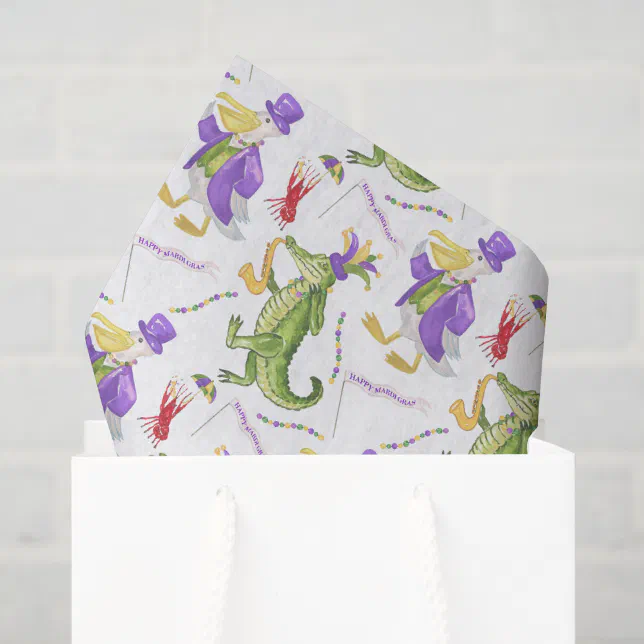 Watercolor Mardi Gras Animal Parade Party Tissue Paper | Zazzle