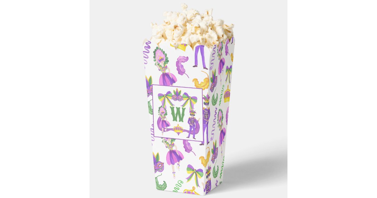 Watercolor Mardi Gras Monogram Crest Favor Boxes | Zazzle