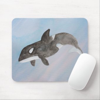 Watercolor Marine Mammal Killer Whale Orca Mouse Pad | Zazzle