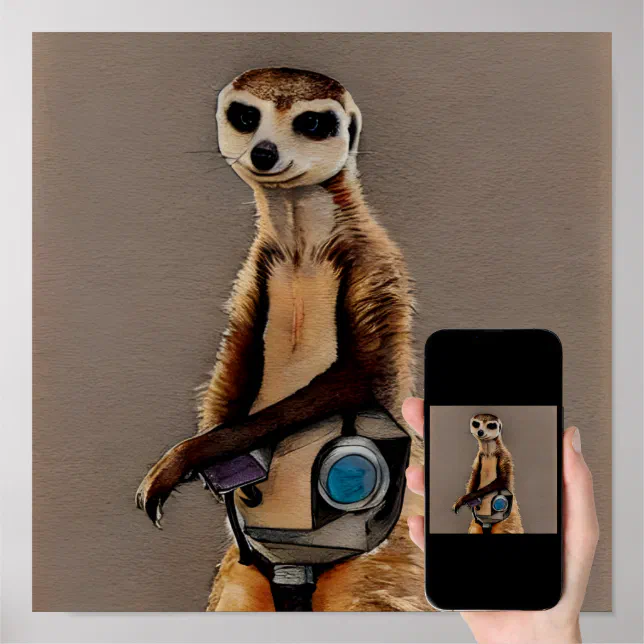 Watercolor Meerkat with Steampunk Mask Poster | Zazzle