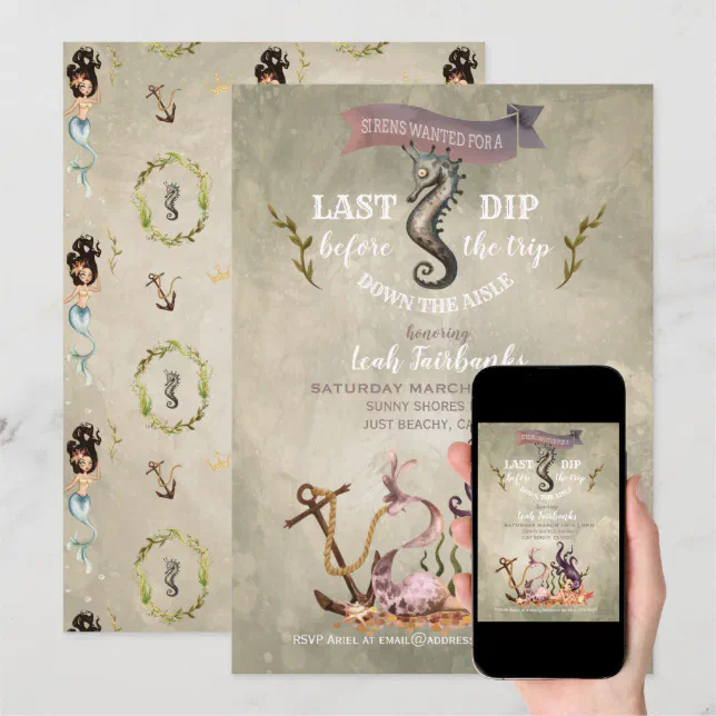 Watercolor Mermaid Bachelorette Party Invitation | Zazzle