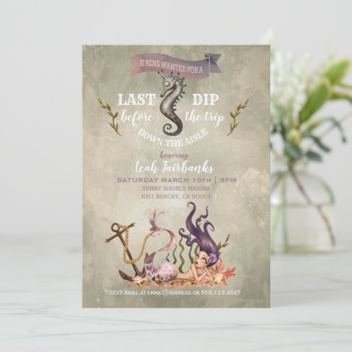 Watercolor Mermaid Bachelorette Party Invitation | Zazzle
