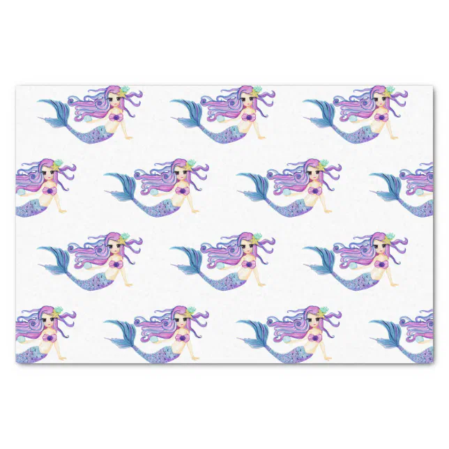 Watercolor Mermaid Birthday Party Tissue Paper | Zazzle