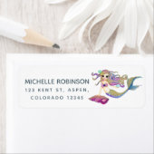 Watercolor Mermaid themed Birthday Party Label | Zazzle