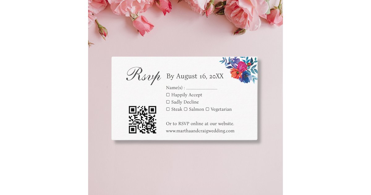 Watercolor Mexican Fiesta Wedding RSVP QR Code Enclosure Card | Zazzle