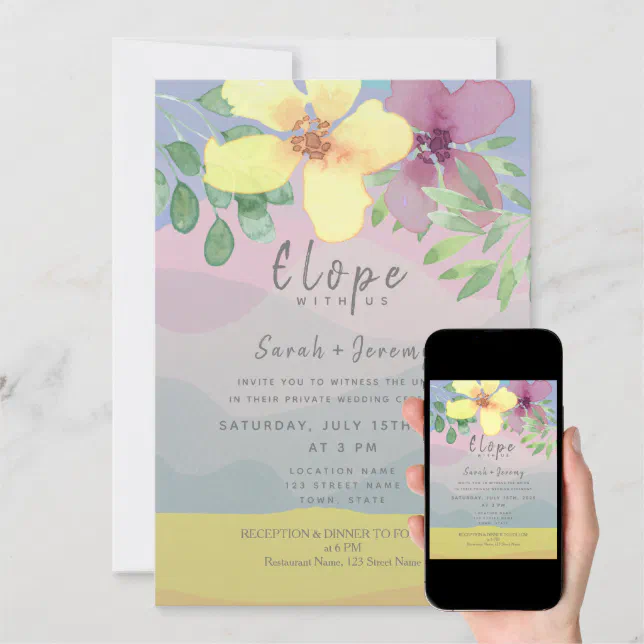 Watercolor Micro Wedding Invitation | Zazzle