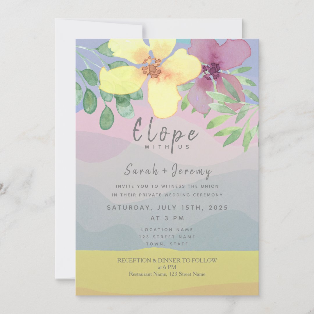Watercolor Micro Wedding Invitation | Zazzle