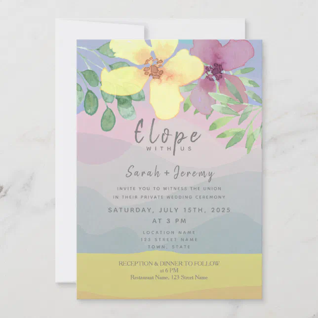 Watercolor Micro Wedding Invitation | Zazzle